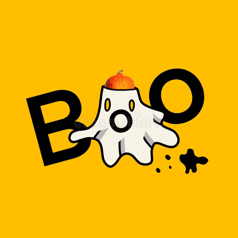 Mr. Pumpkin in a Sheet Dressed As a Ghost. he`s Yelling Boo Stock ...