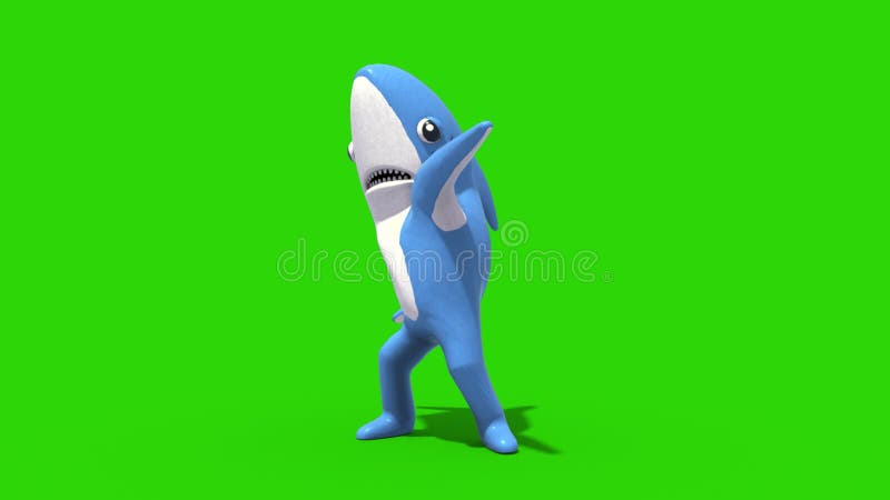 Mr Shark Baby Shark Green Screen Walkcycle Side Kids 3D Rendering ...