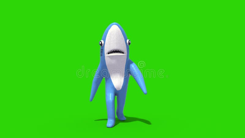 Mr Shark Baby Shark Green Screen Walkcycle Side Kids 3D Rendering ...