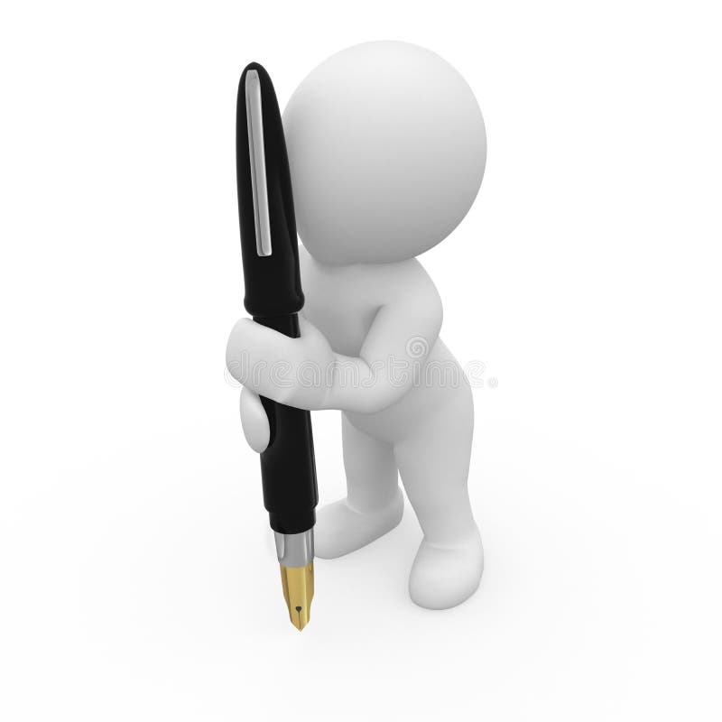 Mr. Smart Guy Writing with Pen Stock Illustration - Illustration of ...