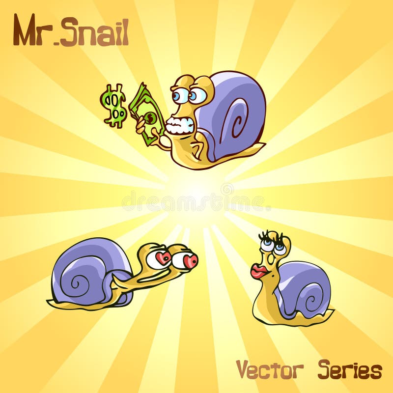 Mr. Snail with money stock vector. Illustration of money - 149873371