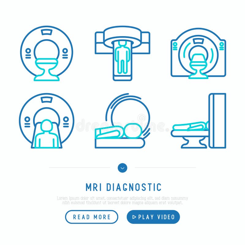 MRI Diagnostics Thin Line Icons Set. Stock Vector - Illustration of ...