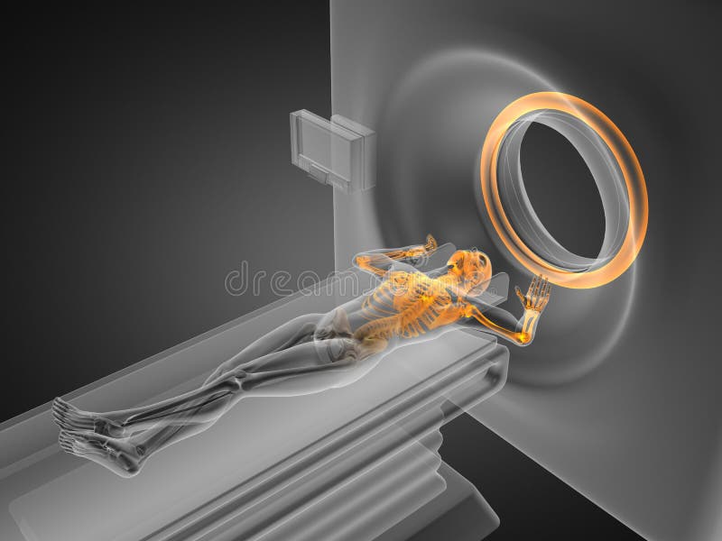 MRI examination made in 3D stock illustration. Illustration of ...