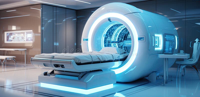 An MRI Machine in a Futuristic-style Hospital. Generated by AI Stock ...