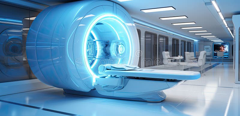 An MRI Machine in a Futuristic-style Hospital. Generated by AI Stock ...