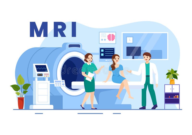 Mri Or Magnetic Resonance Imaging Illustration With Doctor And Patient
