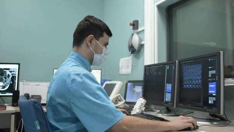 Radiologist Operator Preparation Rontgen Equipment for Xray Examine ...