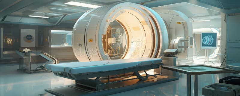 The MRI room of the future stock illustration. Illustration of science ...