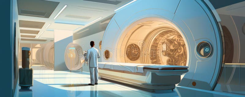 The MRI room of the future stock illustration. Illustration of screen ...