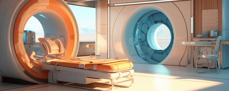 The MRI room of the future stock illustration. Illustration of data ...