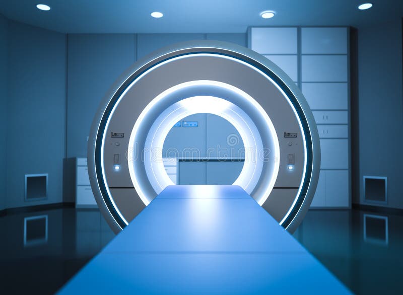 Mri scan machine in room stock illustration. Illustration of hospital ...