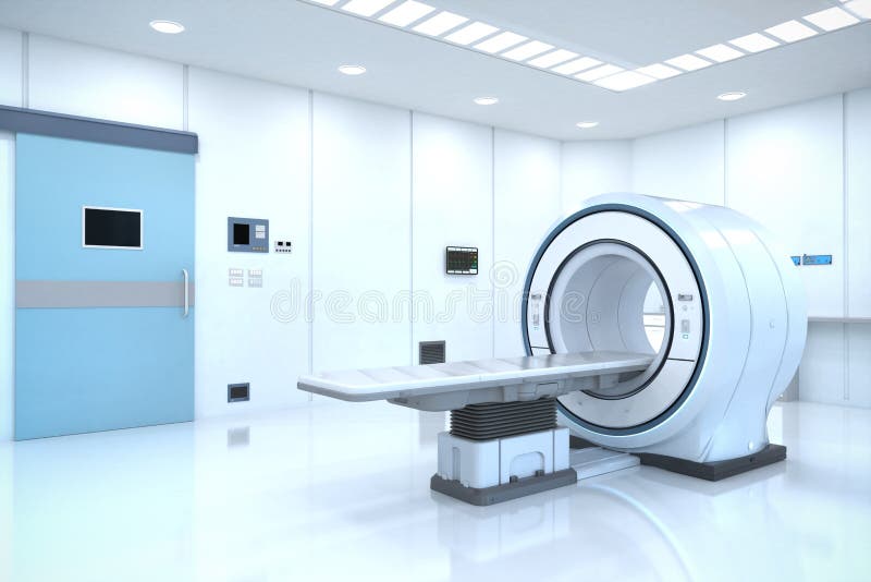 Mri scan machine in room stock illustration. Illustration of monitor ...
