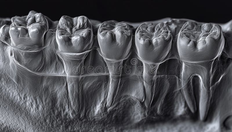 MRI Scan of Teeth in Progress.Detailed Layers of Bone Structure, Tooth ...