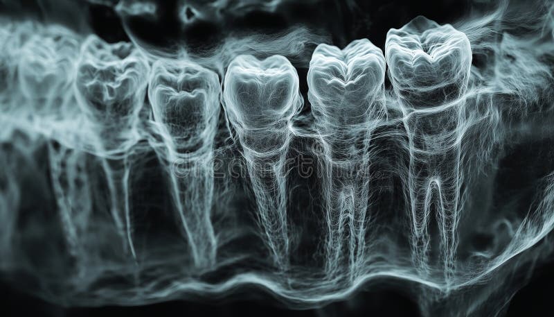 MRI Scan of Teeth in Progress.Detailed Layers of Bone Structure, Tooth ...