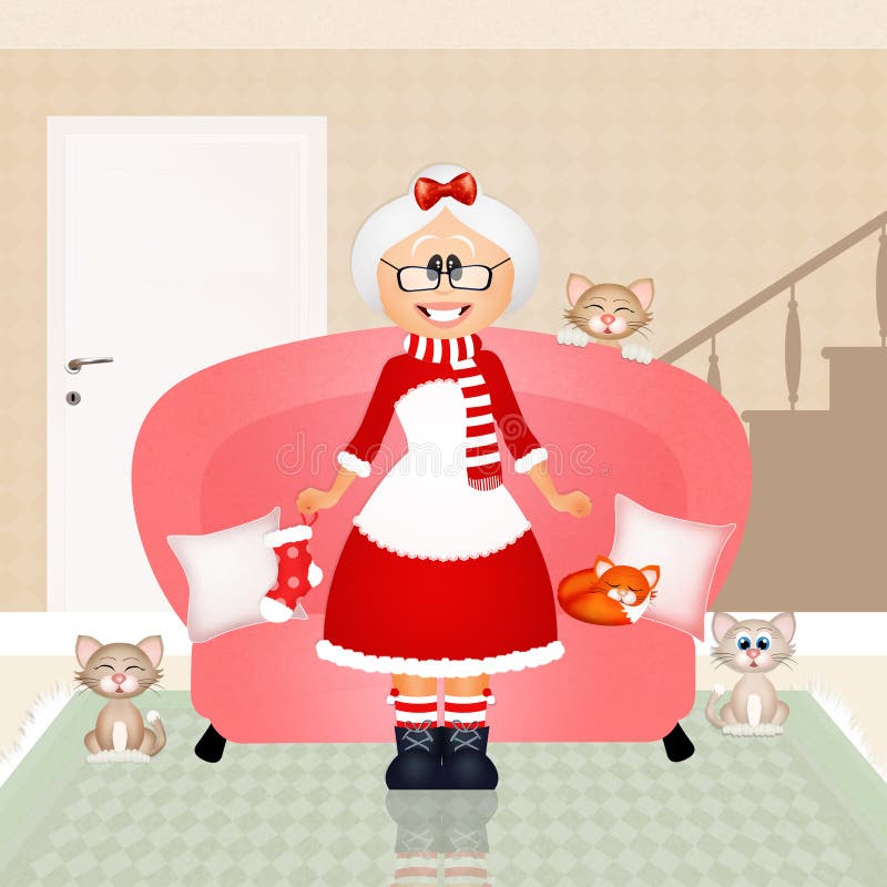 Mrs. Santa Claus stock illustration. Illustration of funny - 104263011