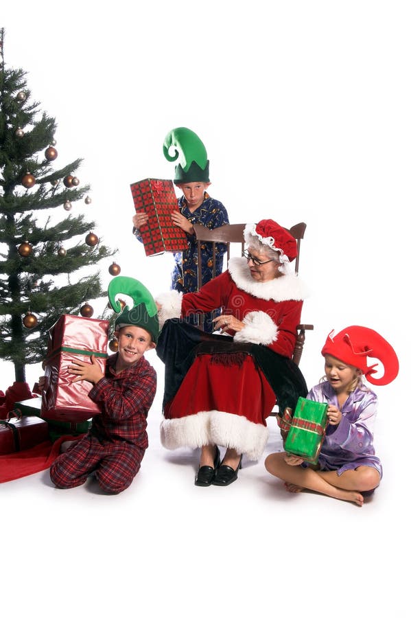 Mrs Santa S Christmas Morning Stock Photo - Image of ederly, present ...