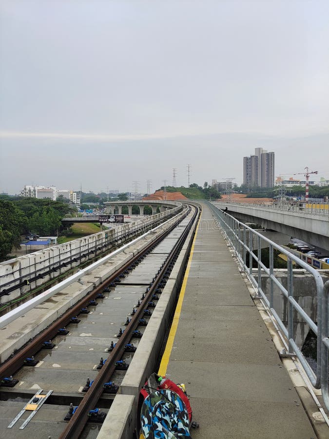 Mrt Malaysia Railway Track on Broad Daylight with Cityscape Editorial ...