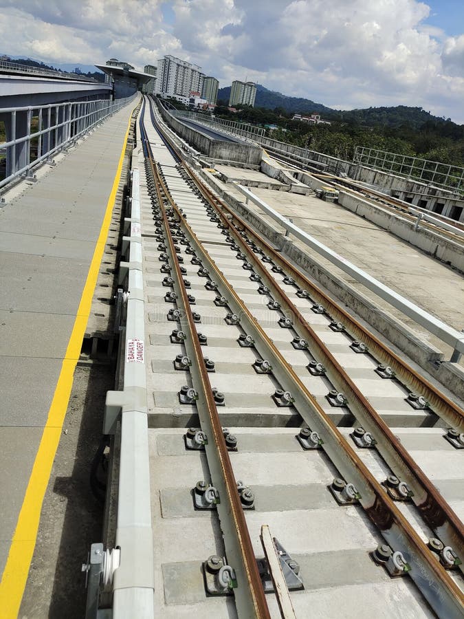 Mrt Malaysia Railway Track on Broad Daylight with Cityscape Stock Image ...