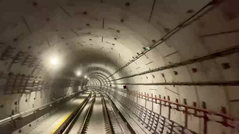 MRT Train Rear View in a Subway Tunnel. Singapore MRT Train in a Subway ...