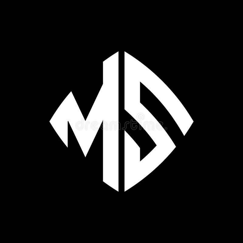 MS Geometric Monogram Logo Curved Square Style Stock Illustration ...
