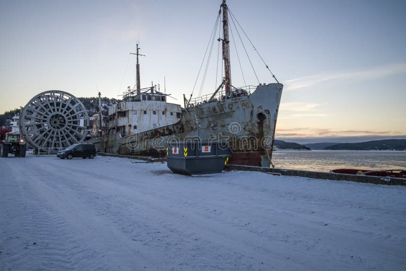 Ms hamen (in the bow) stock image. Image of chimneys - 28101387
