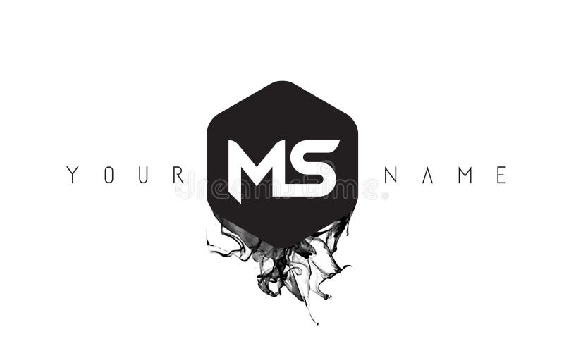 MS Letter Logo Design with Black Ink Spill Stock Vector - Illustration ...