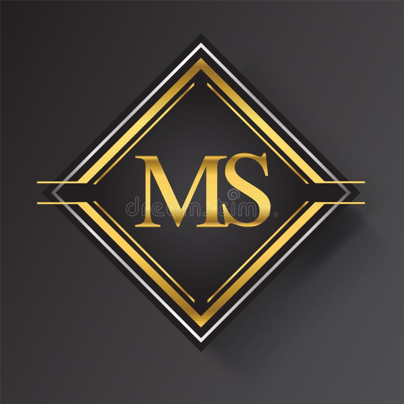 MS Letter Logo in a Square Shape Gold and Silver Colored Geometric ...