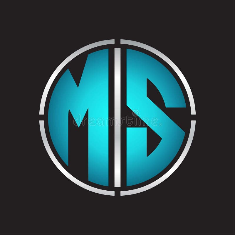MS Logo Initial with Circle Line Cut Design Template on Blue Colors ...