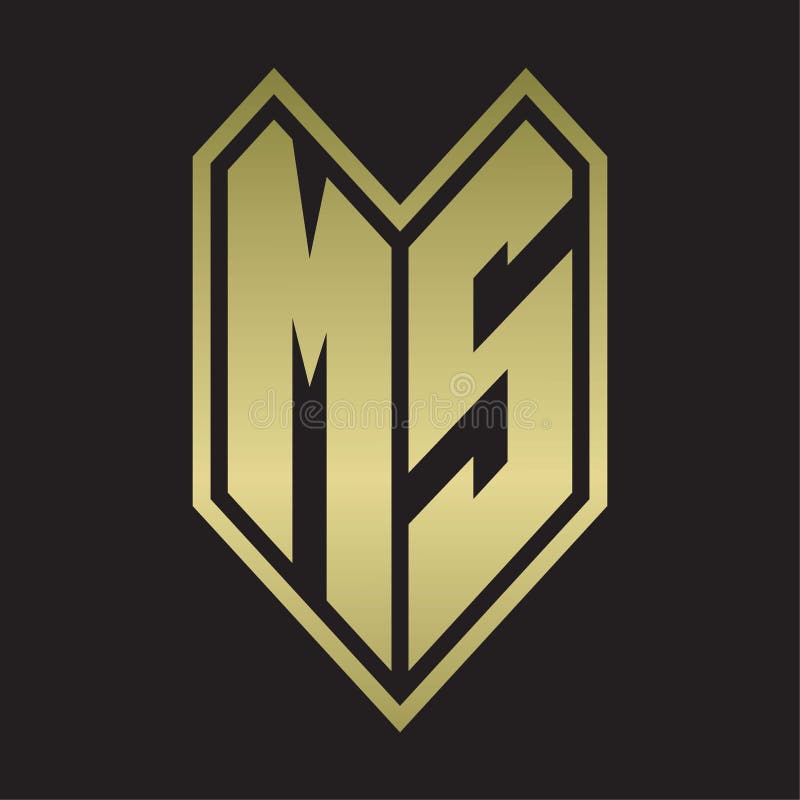 MS Logo Monogram with Emblem Line Style Isolated on Gold Colors Stock ...