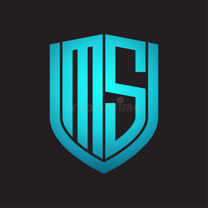 MS Logo Monogram with Sword and Shield Combination Isolated with Gold ...