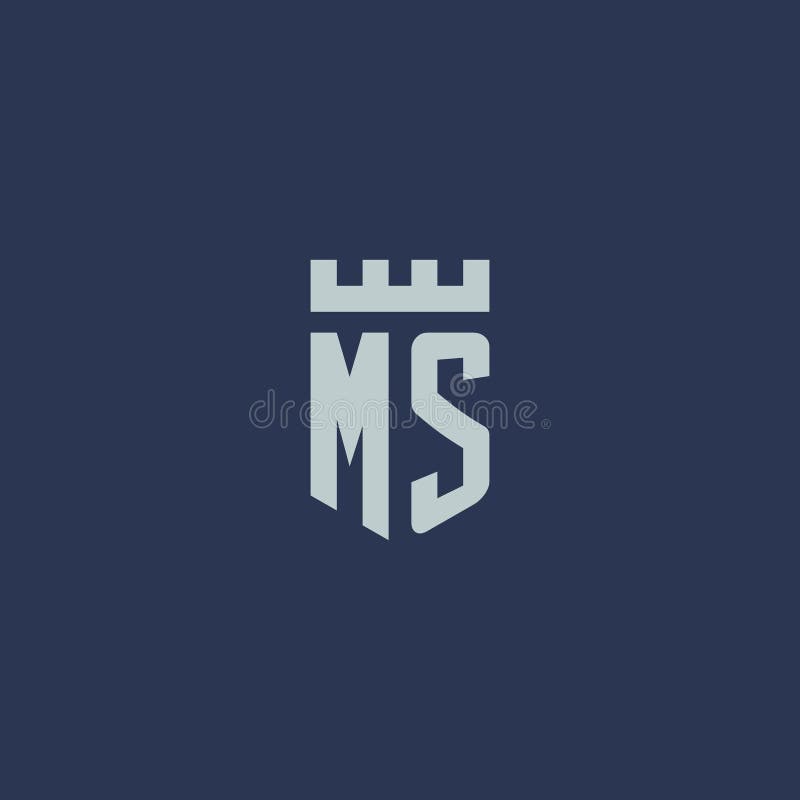 MS Logo Monogram with Fortress Castle and Shield Style Design Stock ...