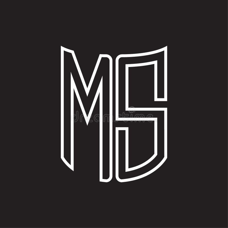 MS Logo Monogram with Ribbon Style Outline Design Template Stock Vector ...