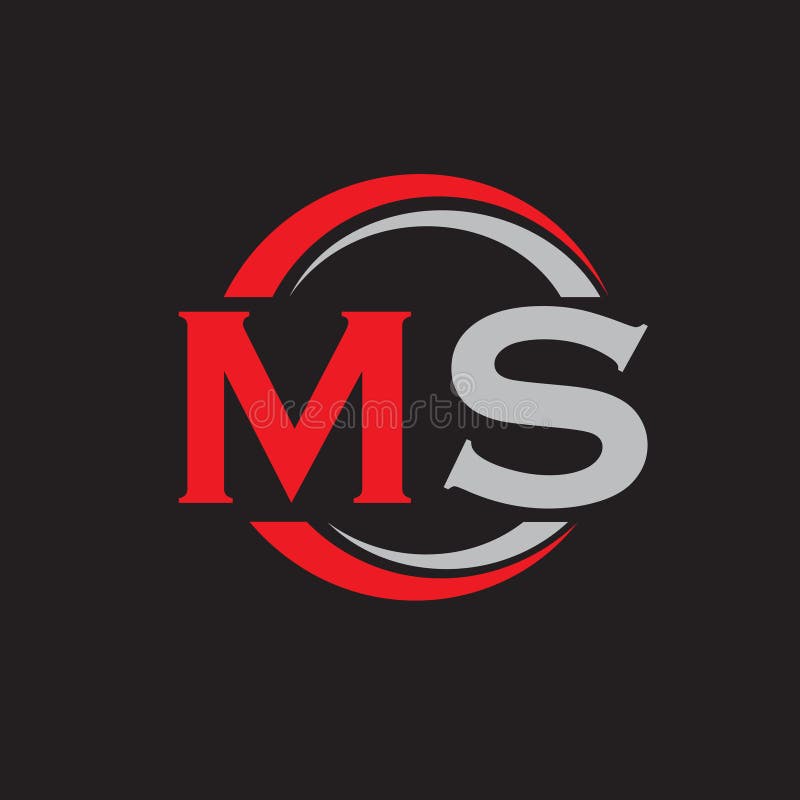 MS Logo Vector Modern Initial Circle with Red and Ash Color Stock ...