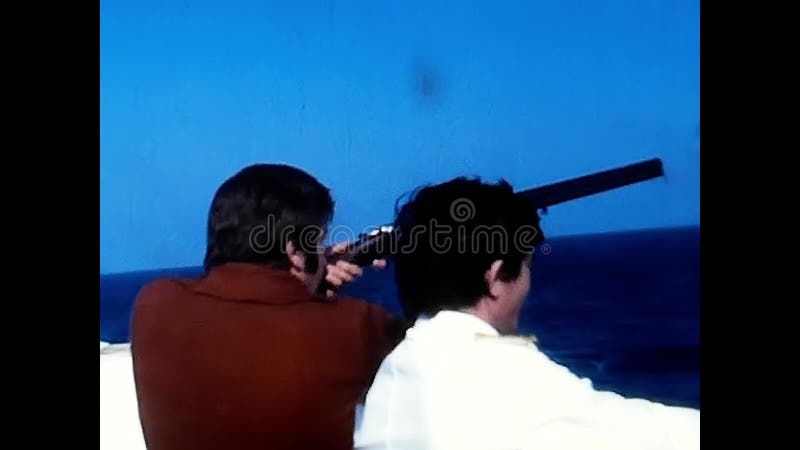 MS Man Skeet Shooting of the Side of Ship Stock Footage - Video of ...