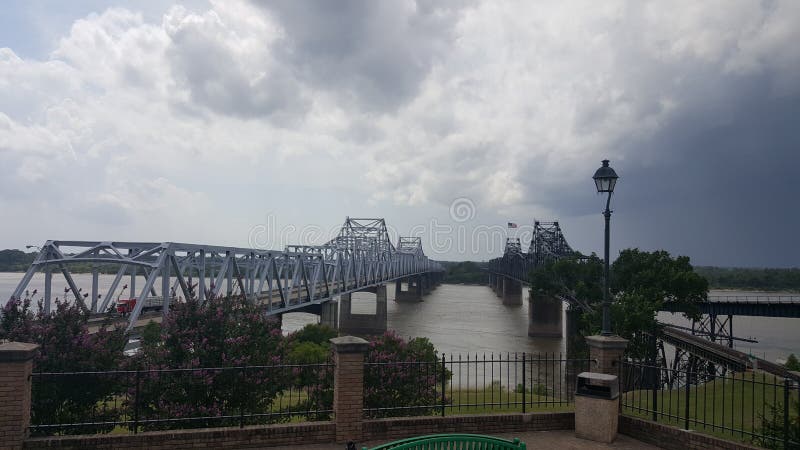 MS river bridge stock image. Image of recreation, tree - 76867385