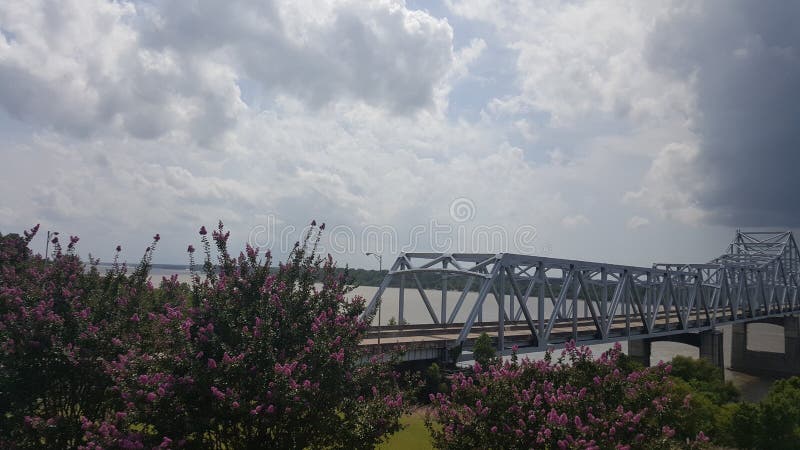 MS river bridge stock image. Image of skyline, plant - 76867389