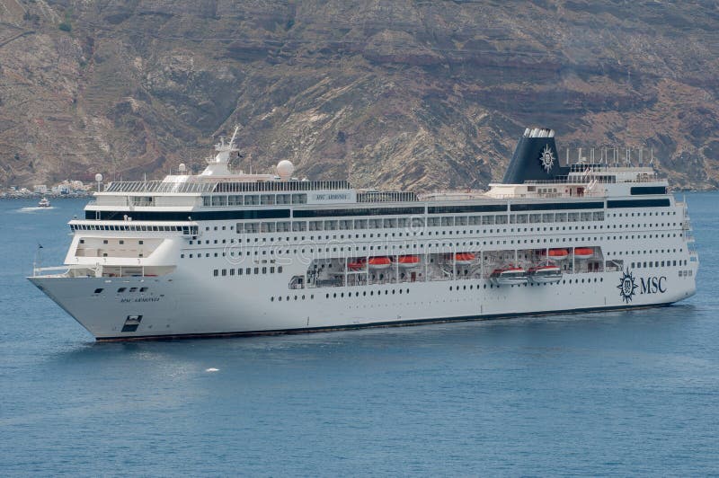 MSC Armonia in Santorini editorial stock image. Image of beautiful ...