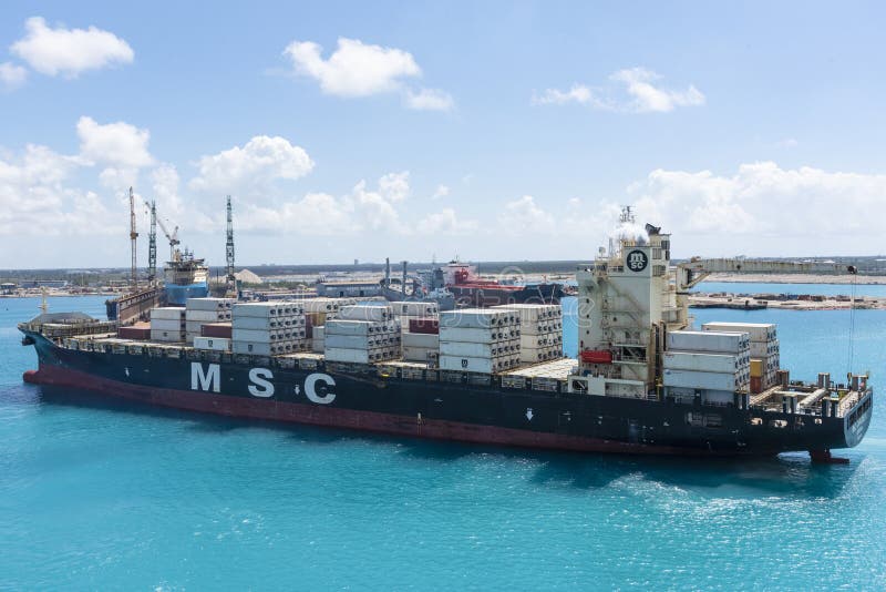 MSC Owned Cargo Ship Departing from the Container Terminal. Editorial ...
