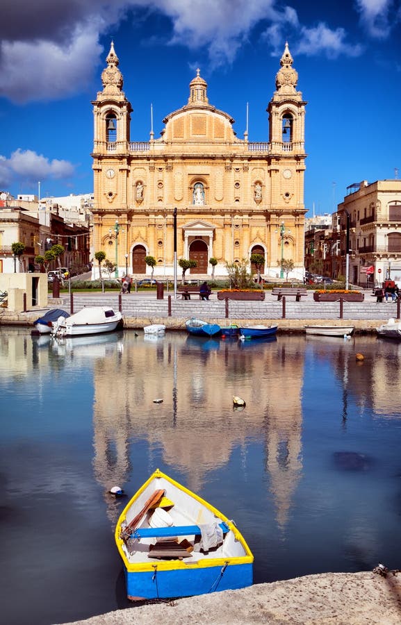 Msida-Gemeinde-Kirche stockfoto. Bild von mittelmeer - 39854872