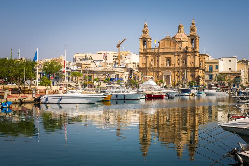 Msida Parish Church - Harbor View in Malta Editorial Stock Image ...