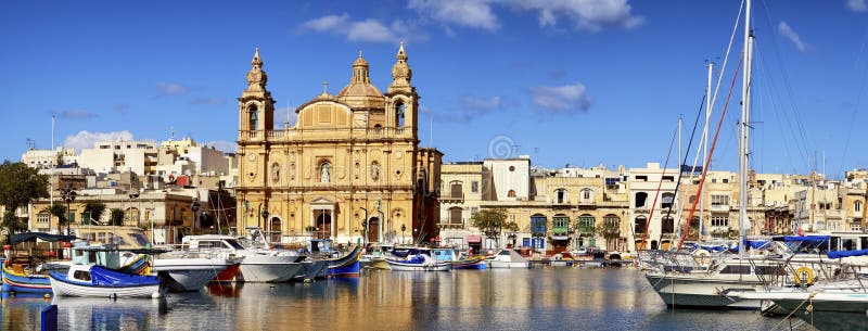 Msida Parish Church stock photo. Image of msida, harbor - 39854872