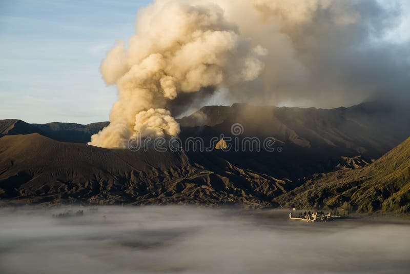 Mt. Bromo Volcano Erupts in Java, Indonesia Stock Image - Image of ...