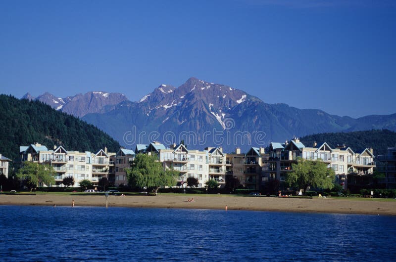Mt. Cheam from Harrison Lake Stock Image - Image of clear, condominiums ...