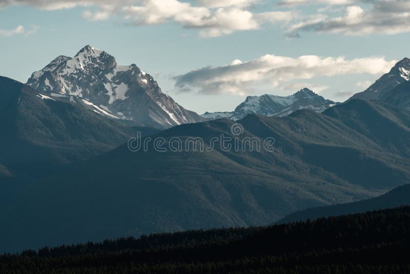 Dramatic Canadian Mountains at Sunset Stock Image - Image of panoramic ...