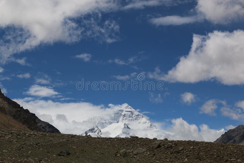 Mt Everest North Face at Tibet Stock Photo - Image of easily, buddism ...