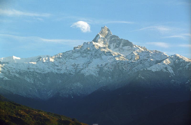 Mt.Fishtail is Cloud-kissing Stock Photo - Image of geography, holiness ...