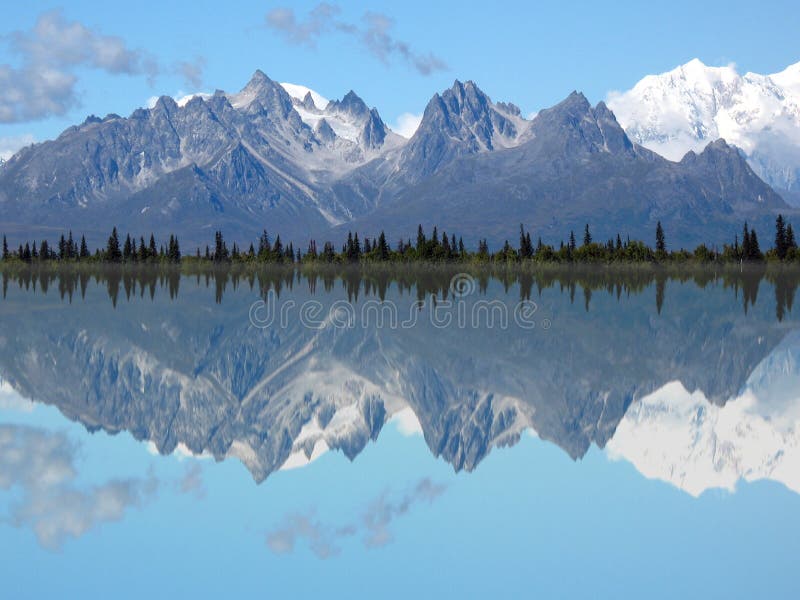 Mt. Foraker and Grand Tokosha Reflection in a Lake Stock Photo - Image ...