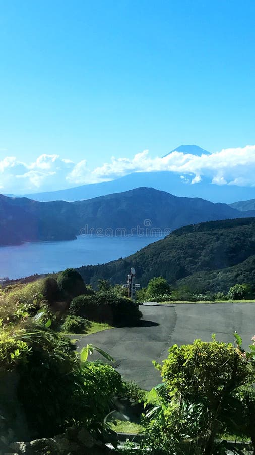 Mt.Fuji, blue sky and lake stock photo. Image of mountains - 261097594
