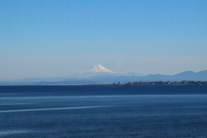Mt. Fuji in the Distance, with Its Iconic Shape Visible from Afar Stock ...