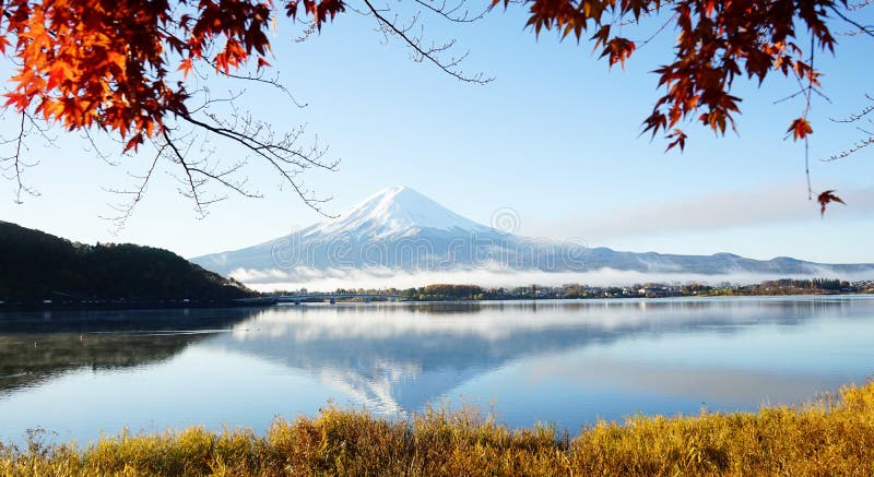 Mt. Fuji with Fall Colors in Japan. Stock Photo - Image of seasonal ...